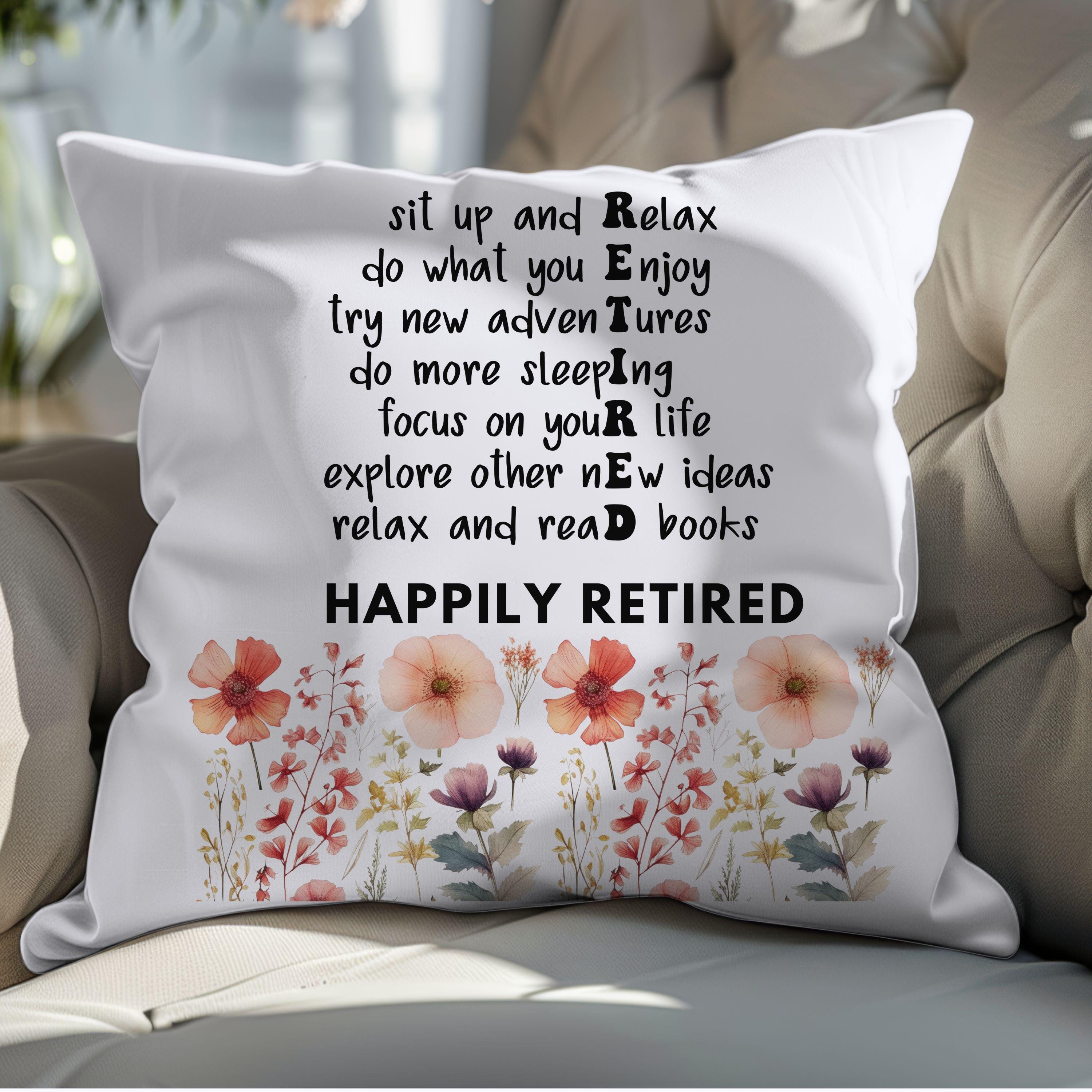 Personalized Retirement Pillow: Custom Name Floral Throw Pillow, for ...