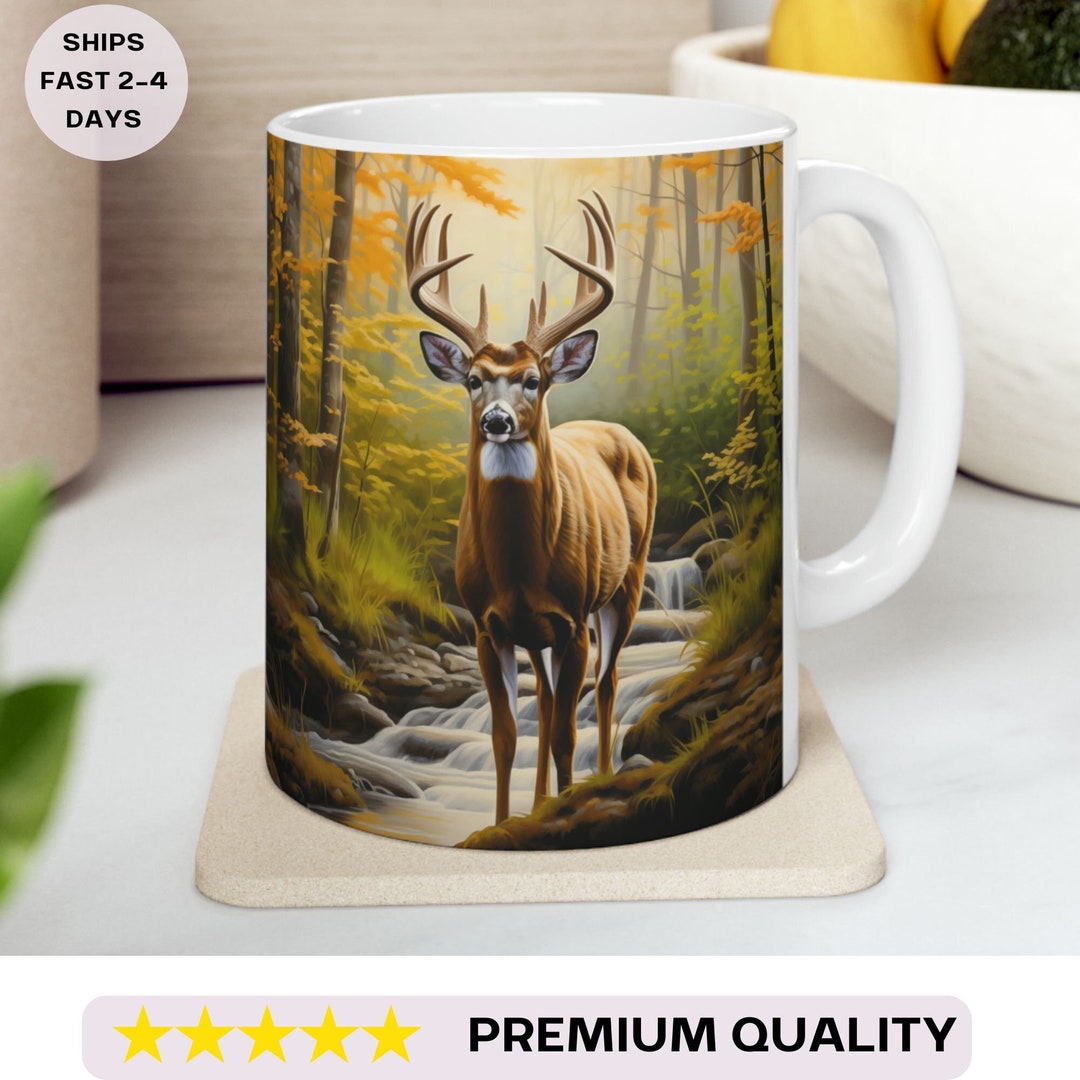 Deer Mug, 3D Deer Coffee Mug, Rustic Deer Coffee Cup, Gift for Nature ...