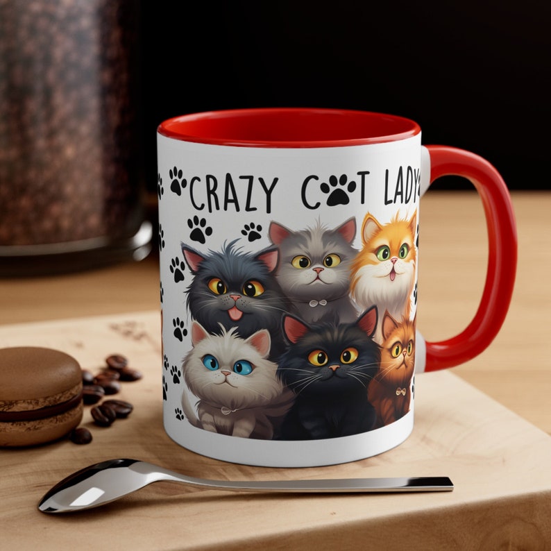 Crazy Cat Lady Coffee Mug, Crazy Cat Mom Coffee Cup, 3D Crazy Lady Cat ...