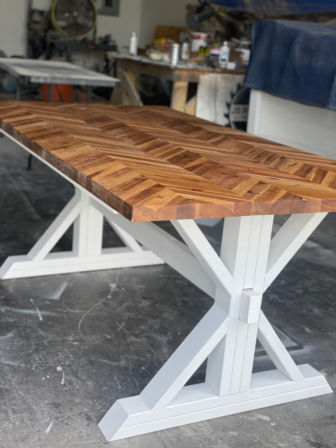 Herringbone Dining Table With Bench - Etsy