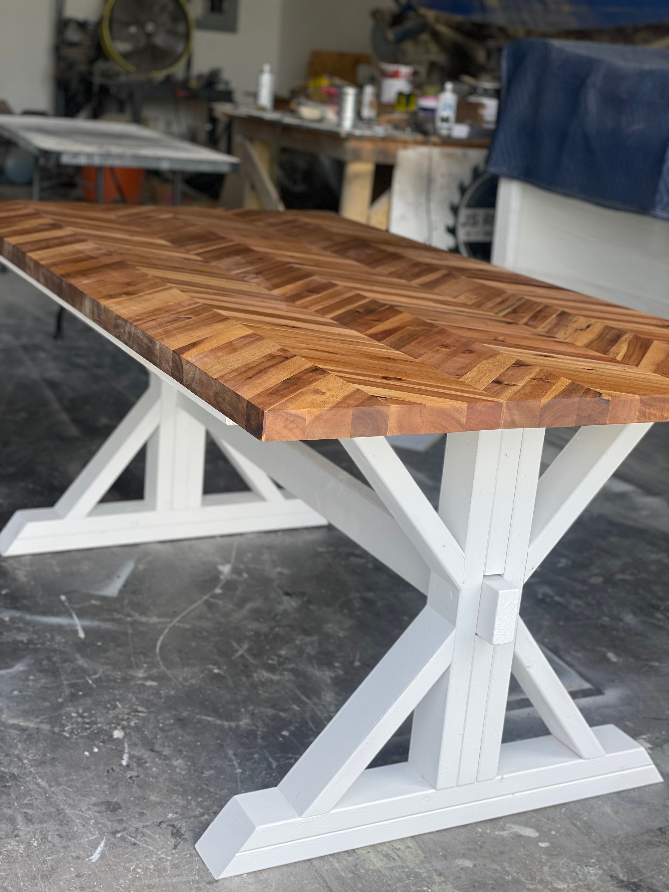 Herringbone Dining Table With Bench - Etsy
