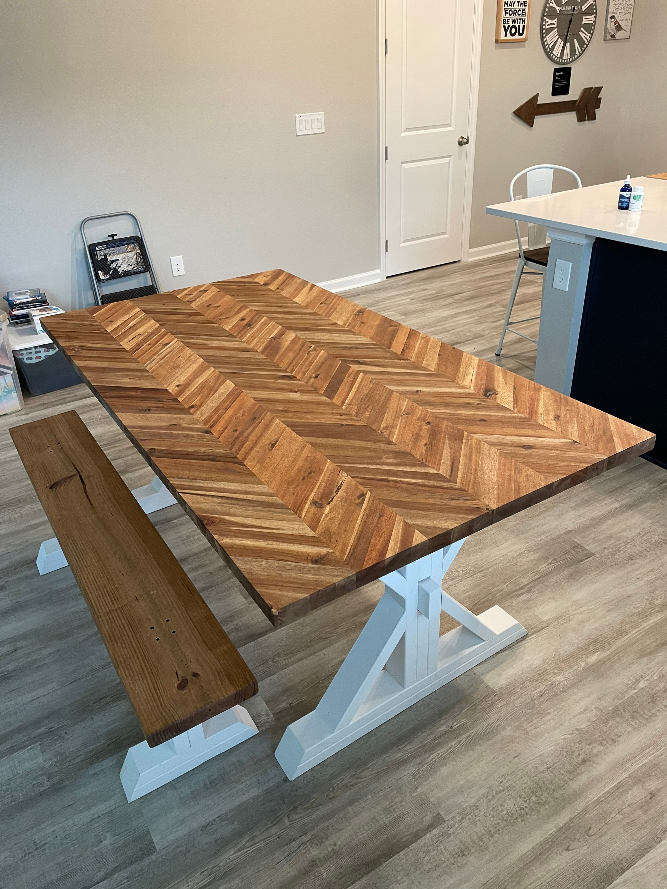 Herringbone Dining Table With Bench - Etsy