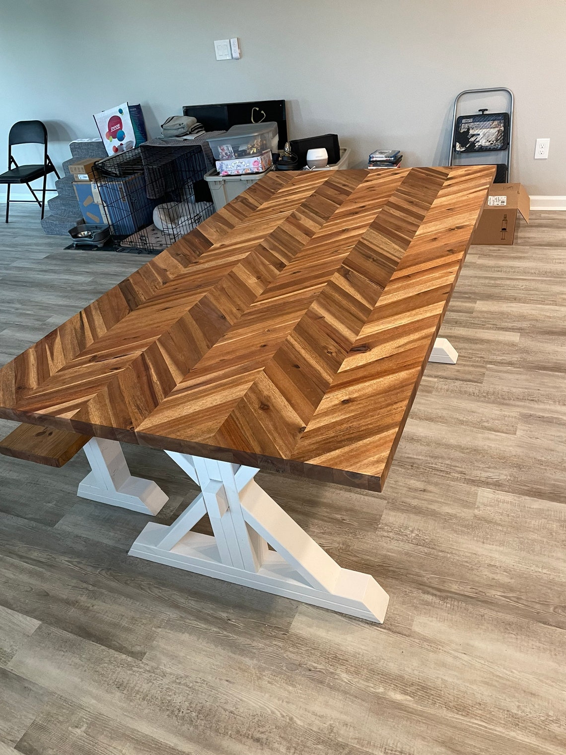 Herringbone Dining Table With Bench - Etsy
