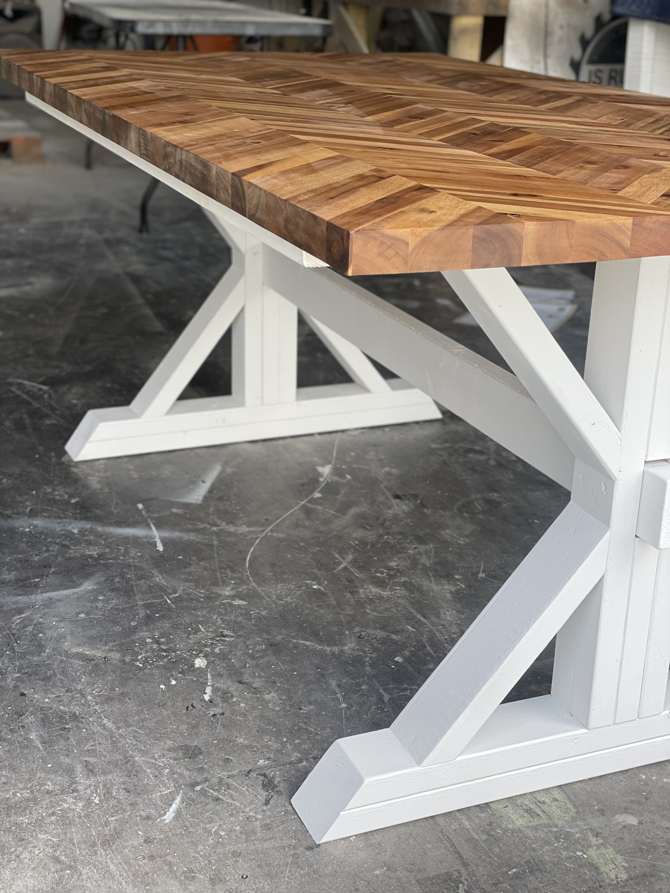 Herringbone Dining Table With Bench - Etsy