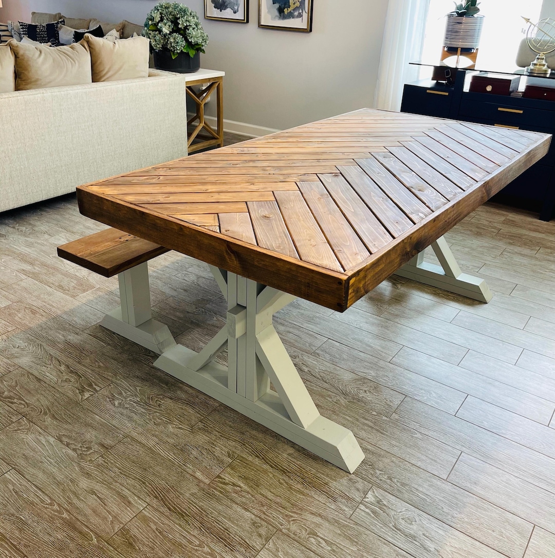 Herringbone Dining Table With Bench - Etsy
