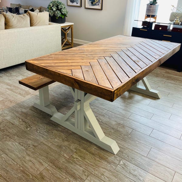 Herringbone Table - Etsy