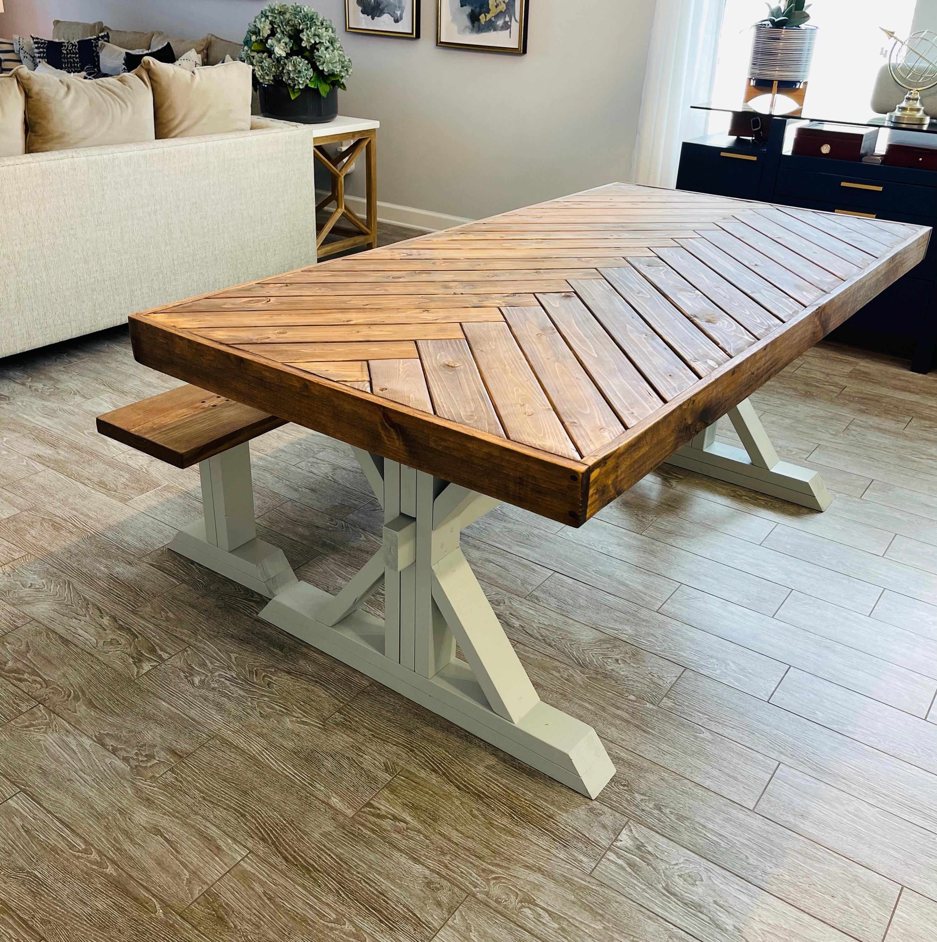 Herringbone Dining Table With Bench - Etsy