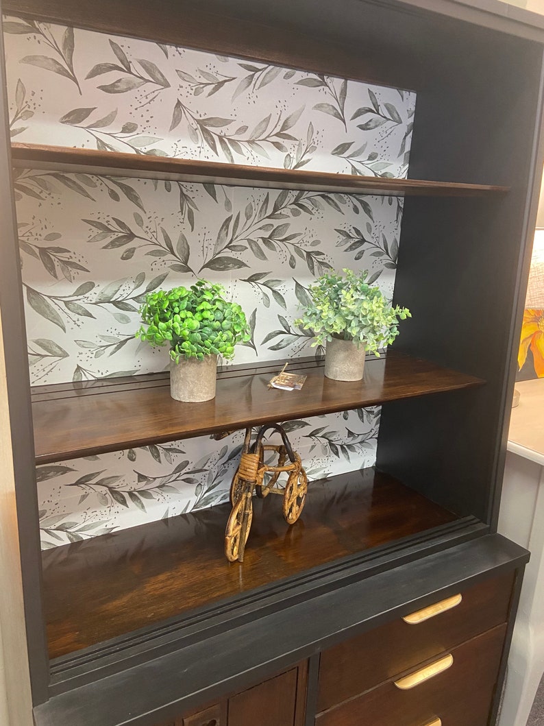 Boho MCM Black Hutch/ Buffet - Etsy