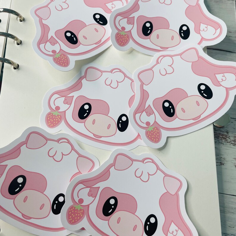 STICKER: Large Strawberry Cow Stickers, Dairy Cow Sticker, Milk Cow ...