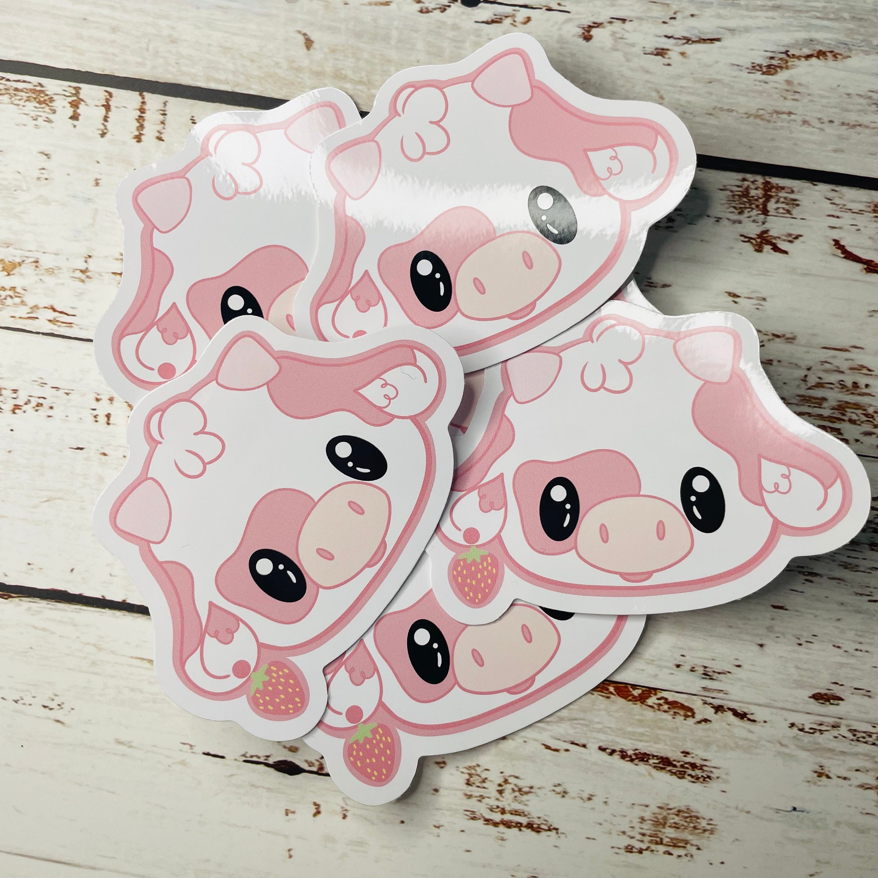 Strawberry Cow Vinyl Sticker - Etsy