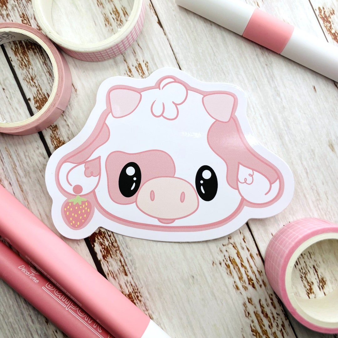 Strawberry Cow - Vinyl Sticker - Etsy
