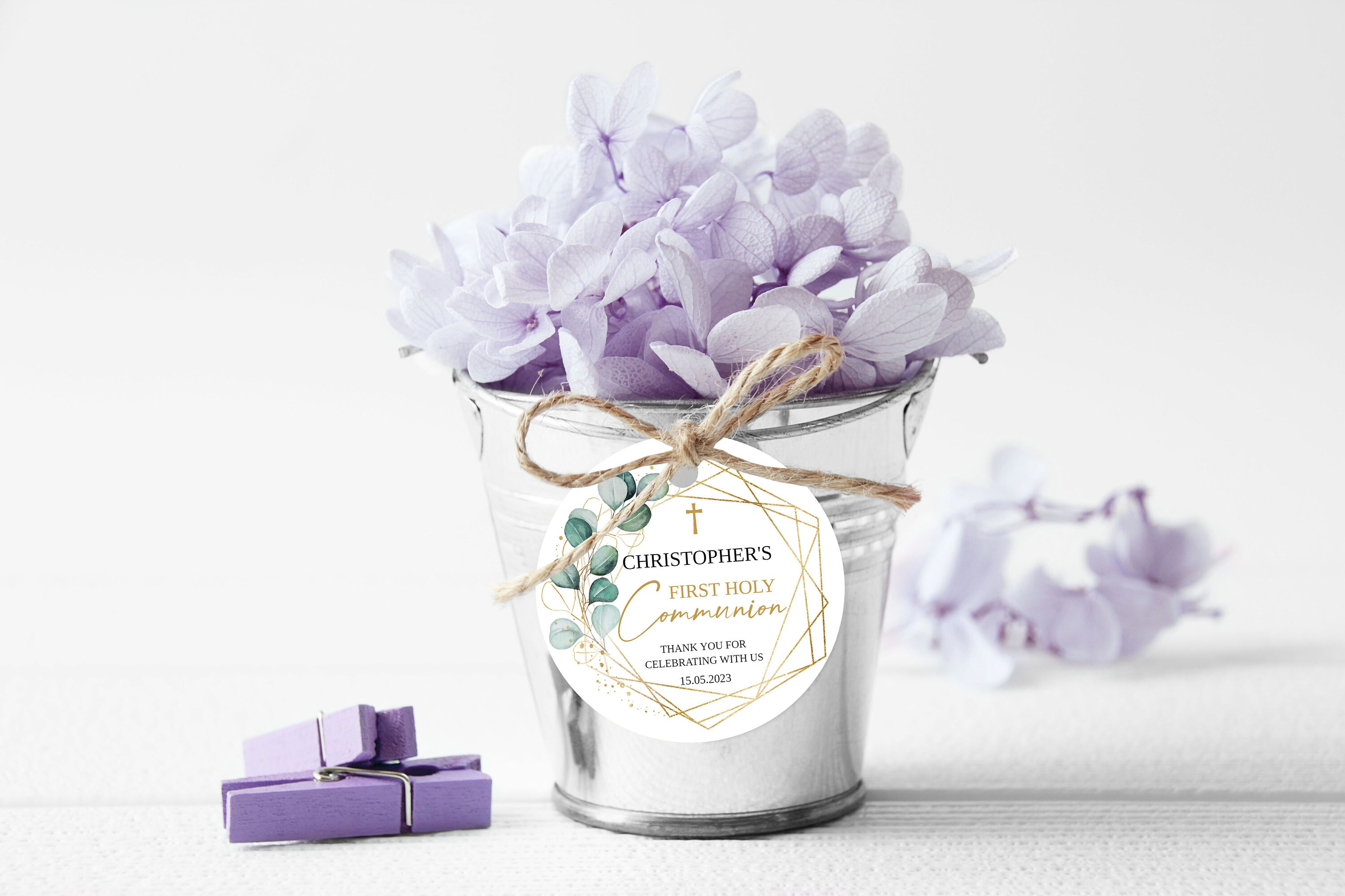 Holy Communion Favor Tag Template, Eucalyptus Holy Communion Tag for ...