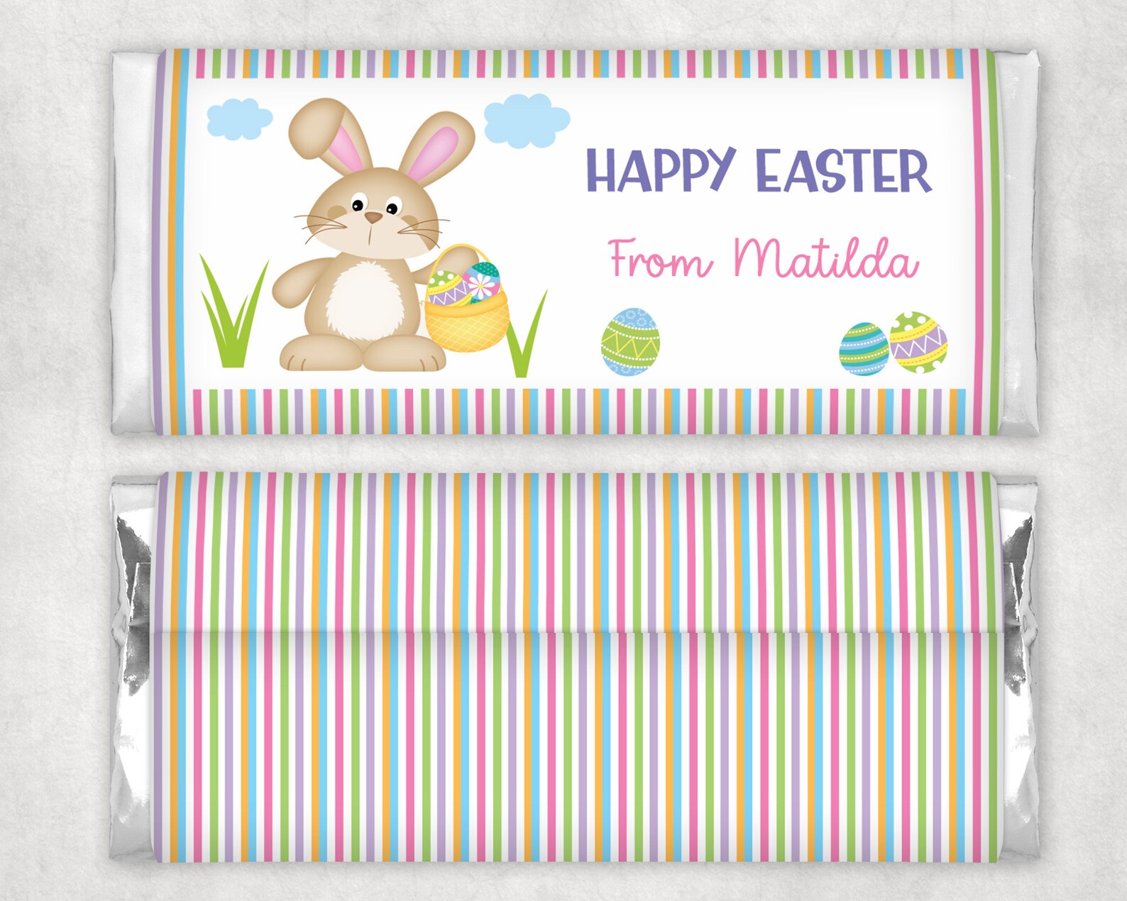 Easter Rabbit Chocolate Bar Template, Digital Chocolate Wrapper ...