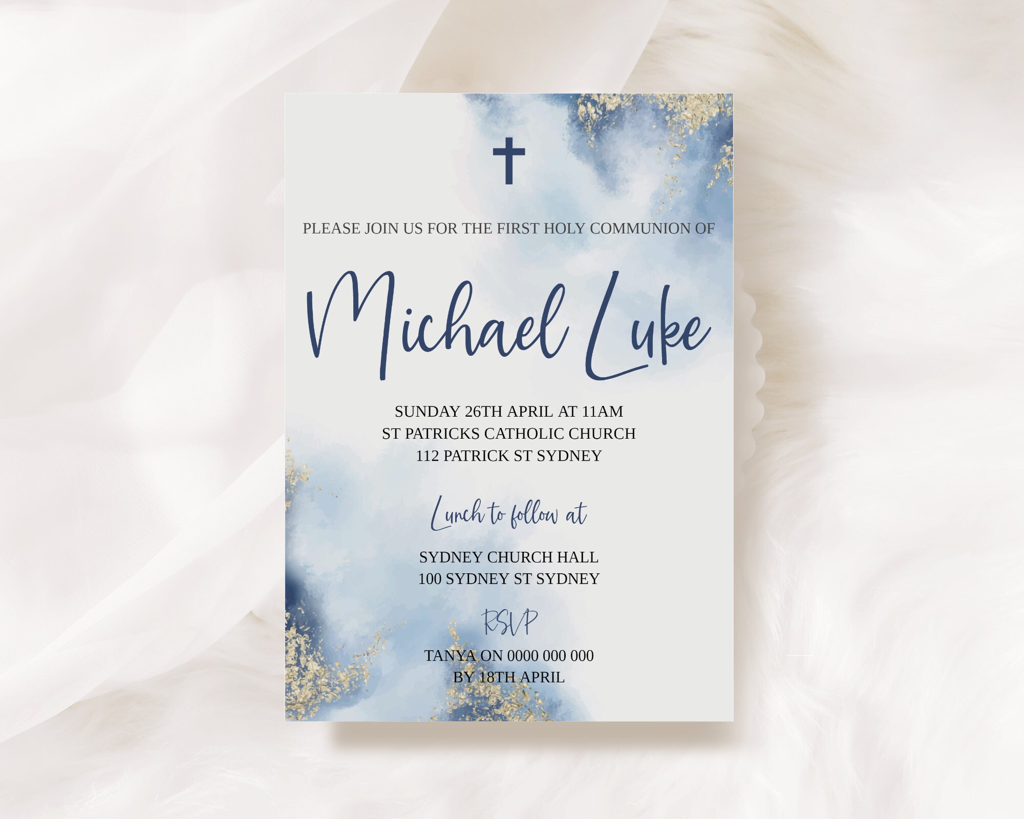 Boys First Holy Communion Invitation Blue Communion - Etsy Canada