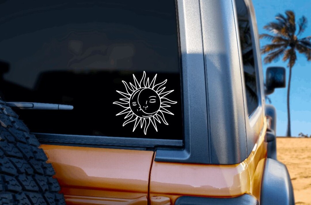 Sun Moon Decal Hipster Vinyl Sun Sticker for Tumbler, Laptop Moon ...