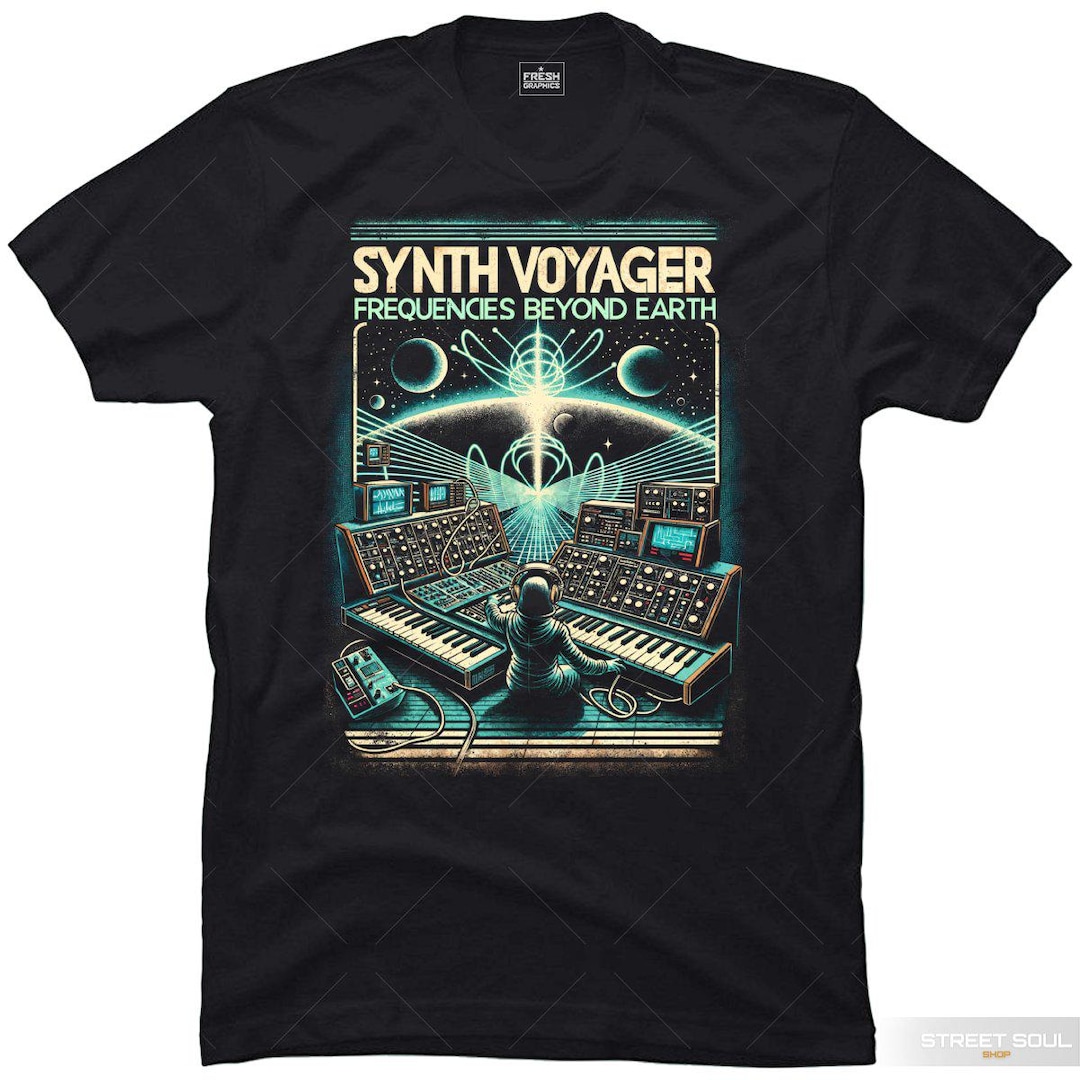 Synth Voyager Frequencies Beyond Earth T Shirt, Retro Sci Fi Music ...