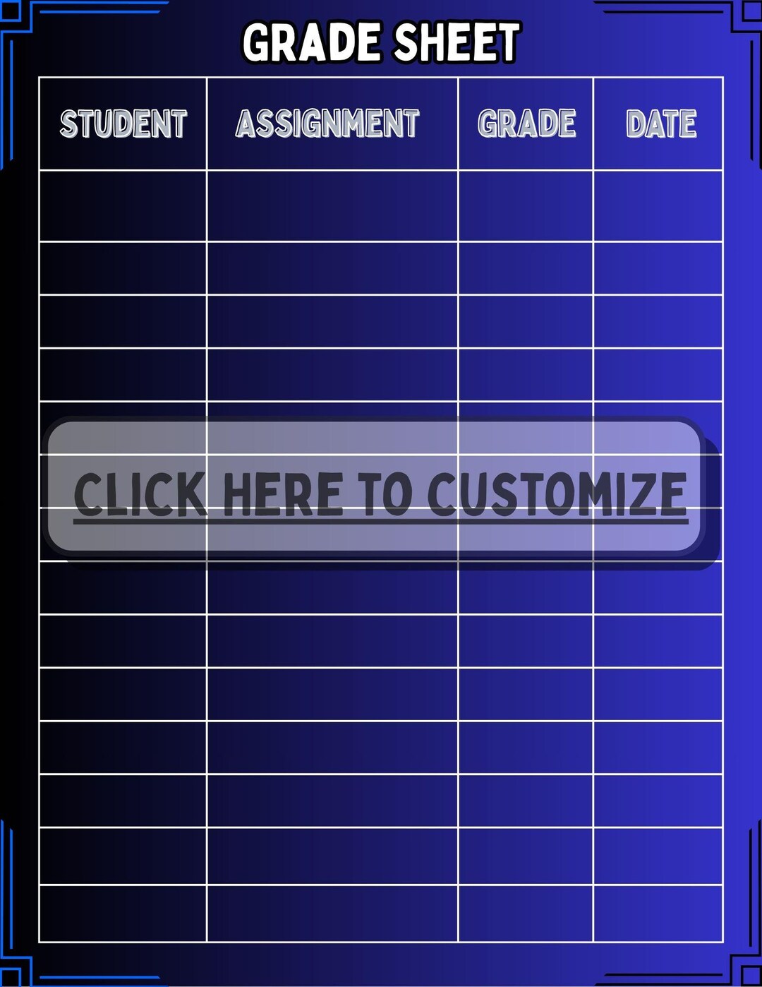 Editable Teacher Gradebook Template | Printable Grading Sheet | Student ...