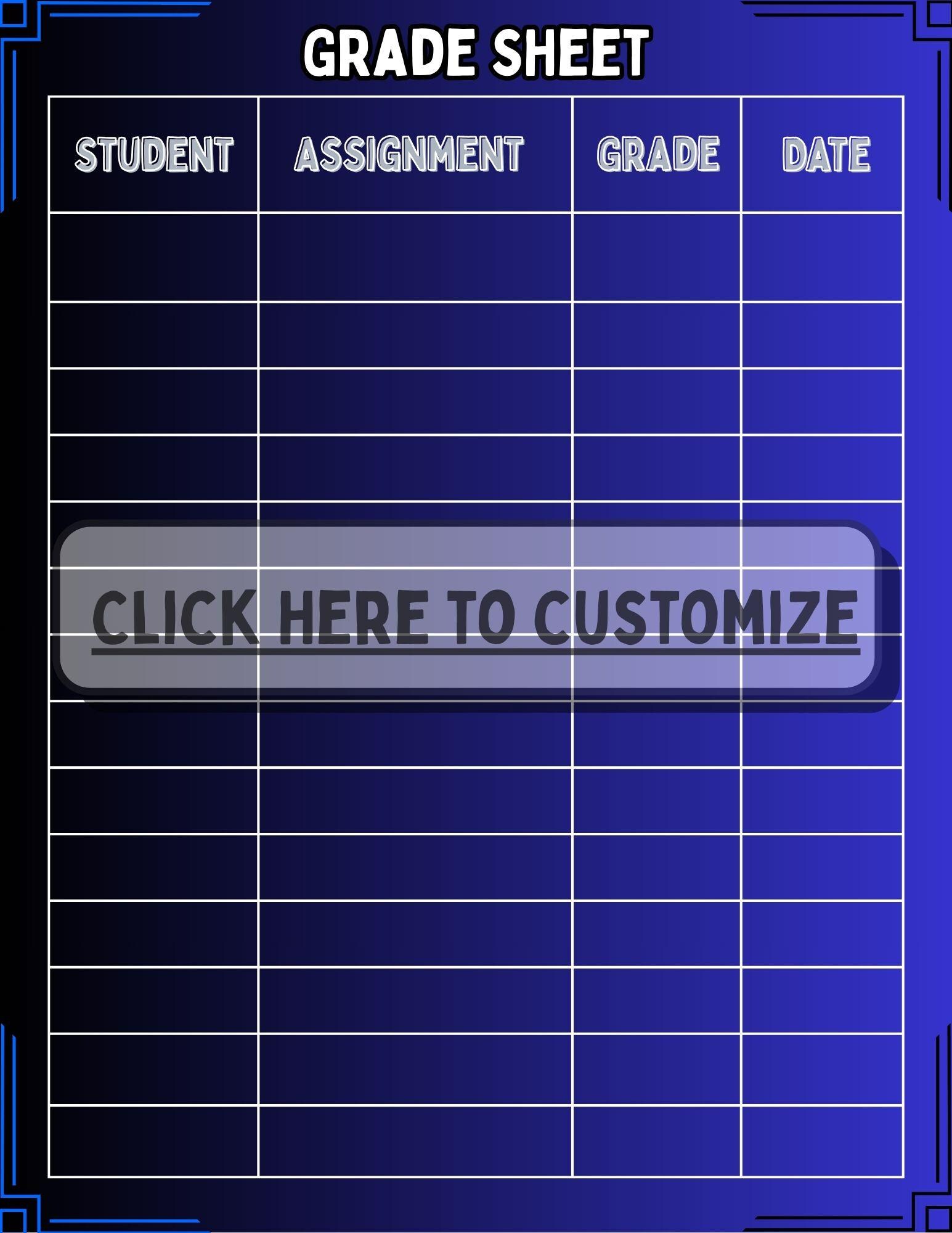 Editable Teacher Gradebook Template | Printable Grading Sheet | Student ...