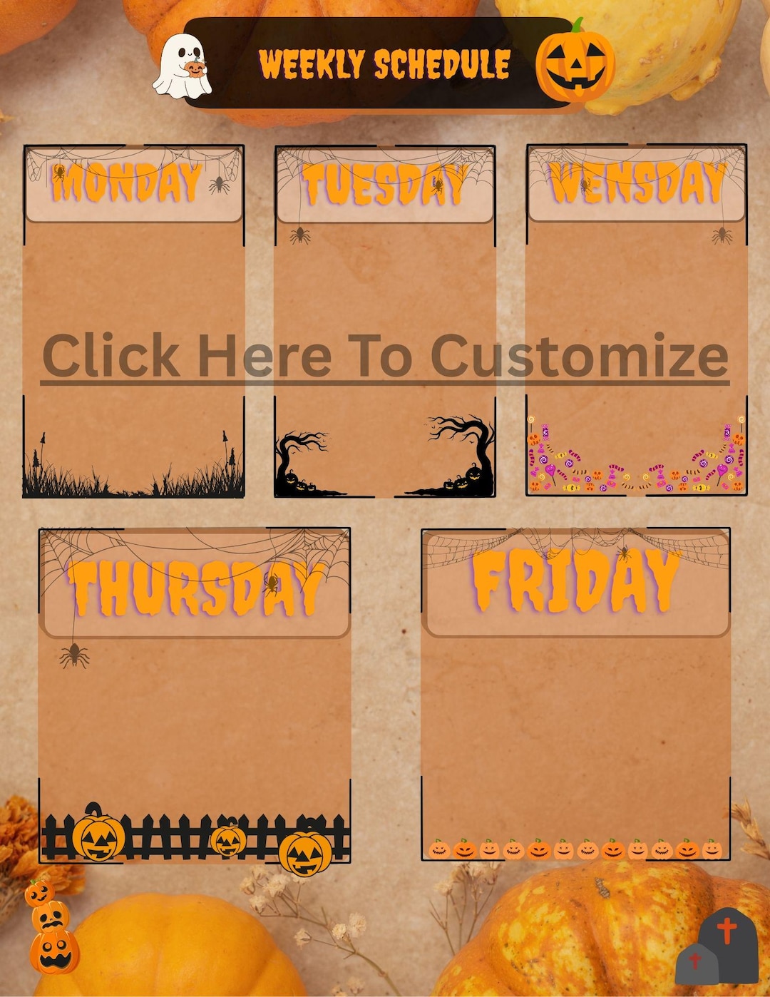 Halloween Teacher Weekly Planner | Editable Canva Template | Printable ...