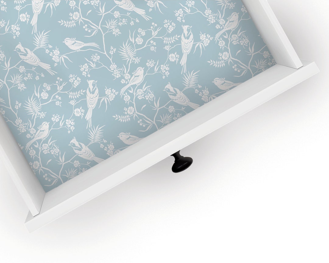 Blue Bird | Floral Design | Drawer Liner | Shelf Liner | Contact Paper ...