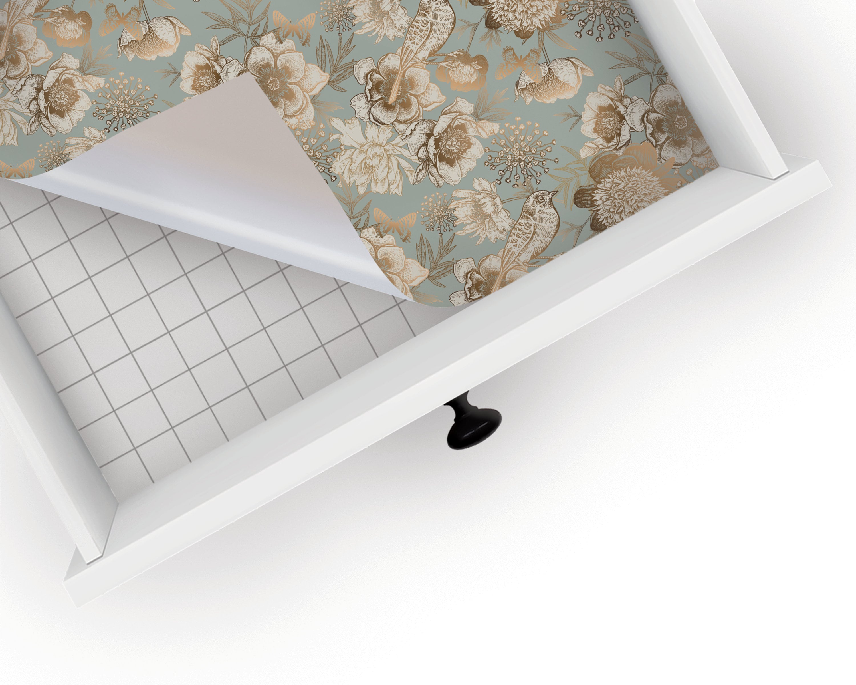 Golden Bouquets Drawer Liner Floral Design Shelf Liner - Etsy