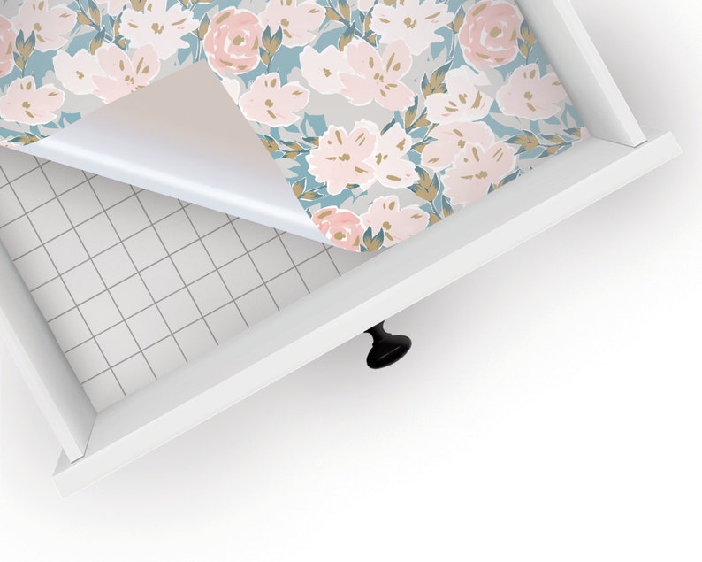 Country Flowers Drawer Liner Floral Design Shelf Liner - Etsy