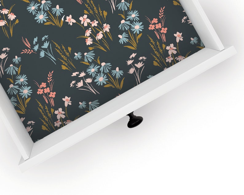 Field of Flowers Drawer Liner Floral Design Shelf Liner - Etsy