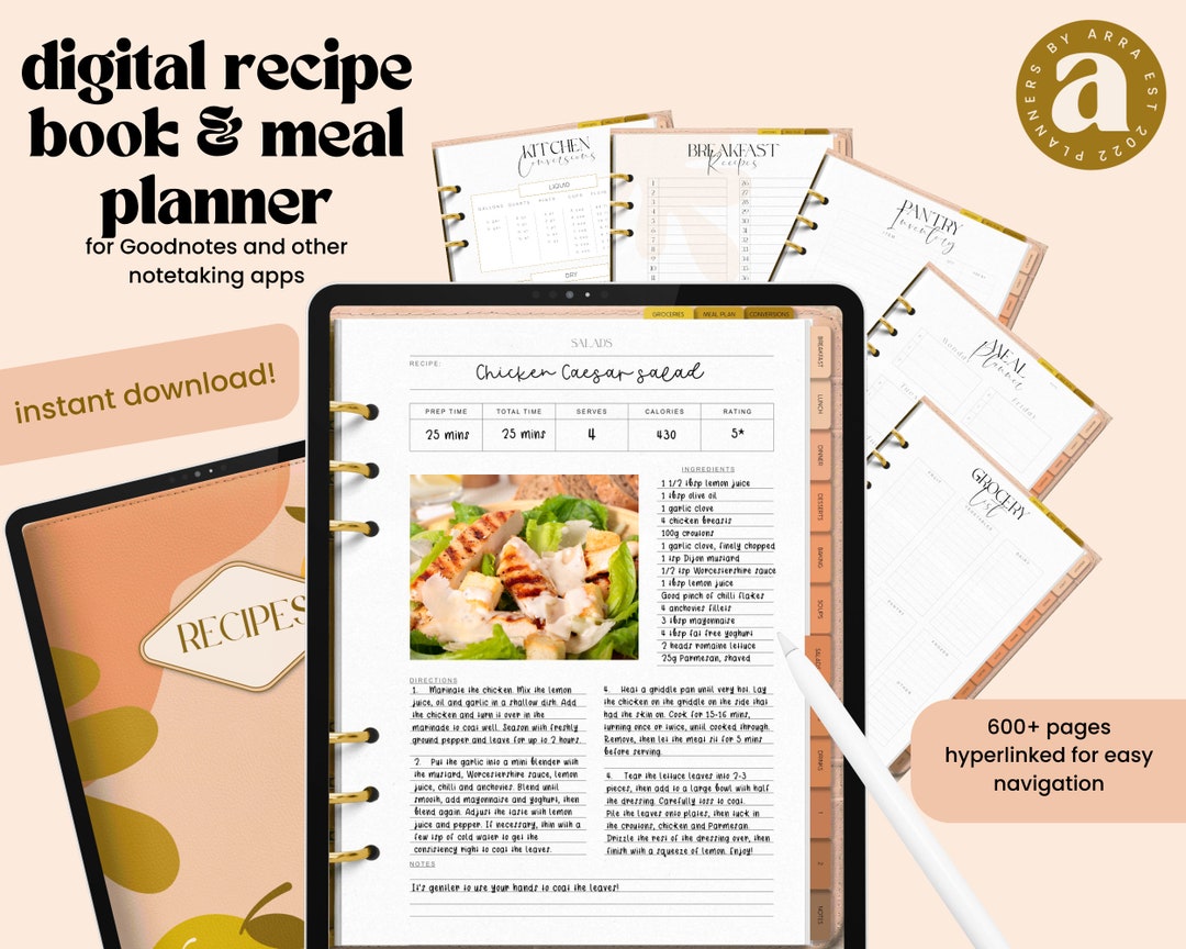Digital Recipe Book for Goodnotes and Notability Digital Planner on ...