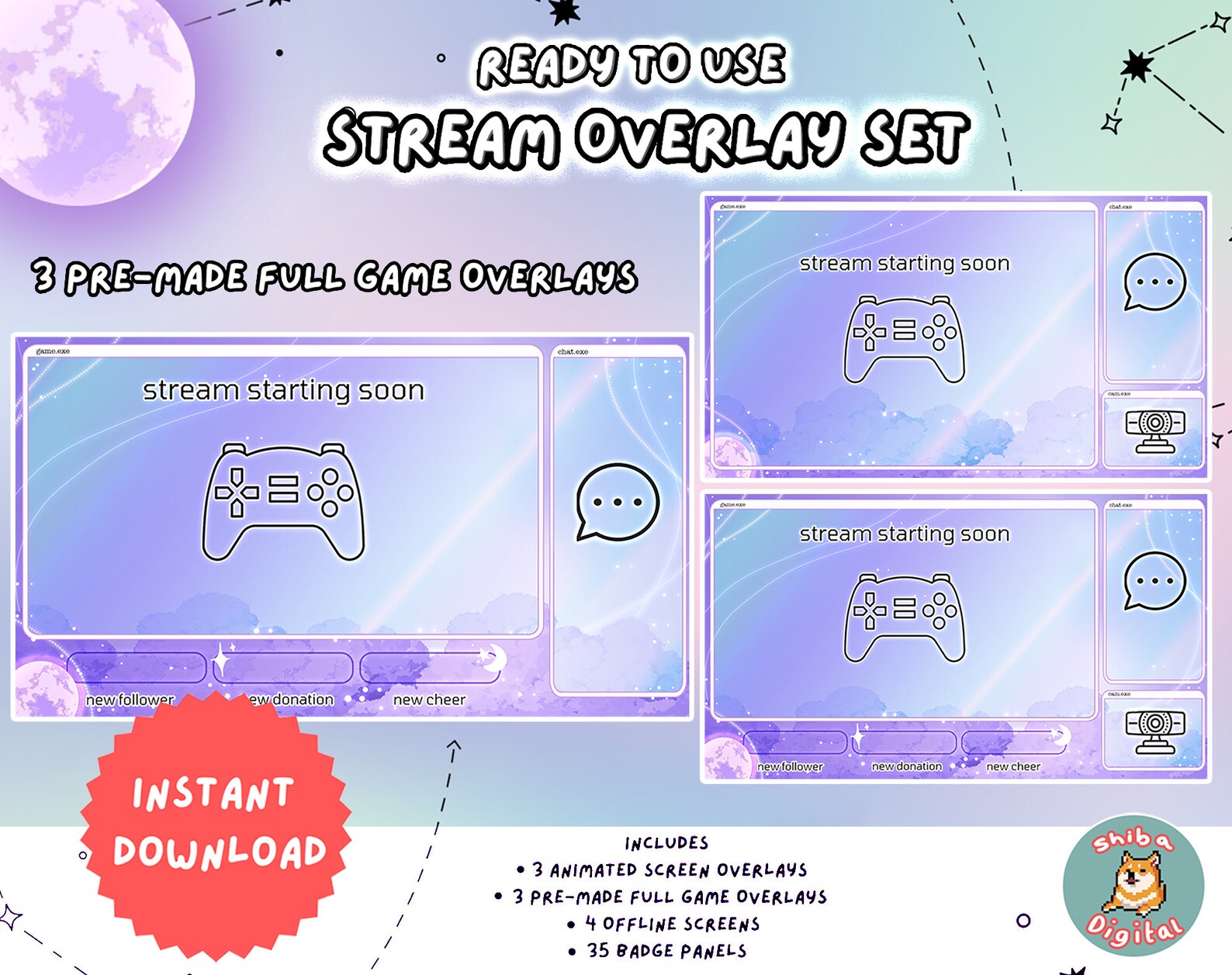 Animated Pixel Art Stream Overlay Package for Twitch, Pixel Art Clouds ...