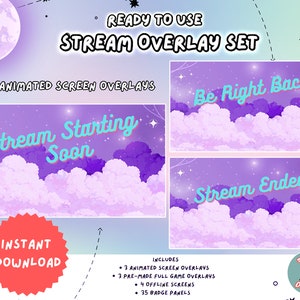 Animated Pixel Art Stream Overlay Package for Twitch, Pixel Art Clouds ...