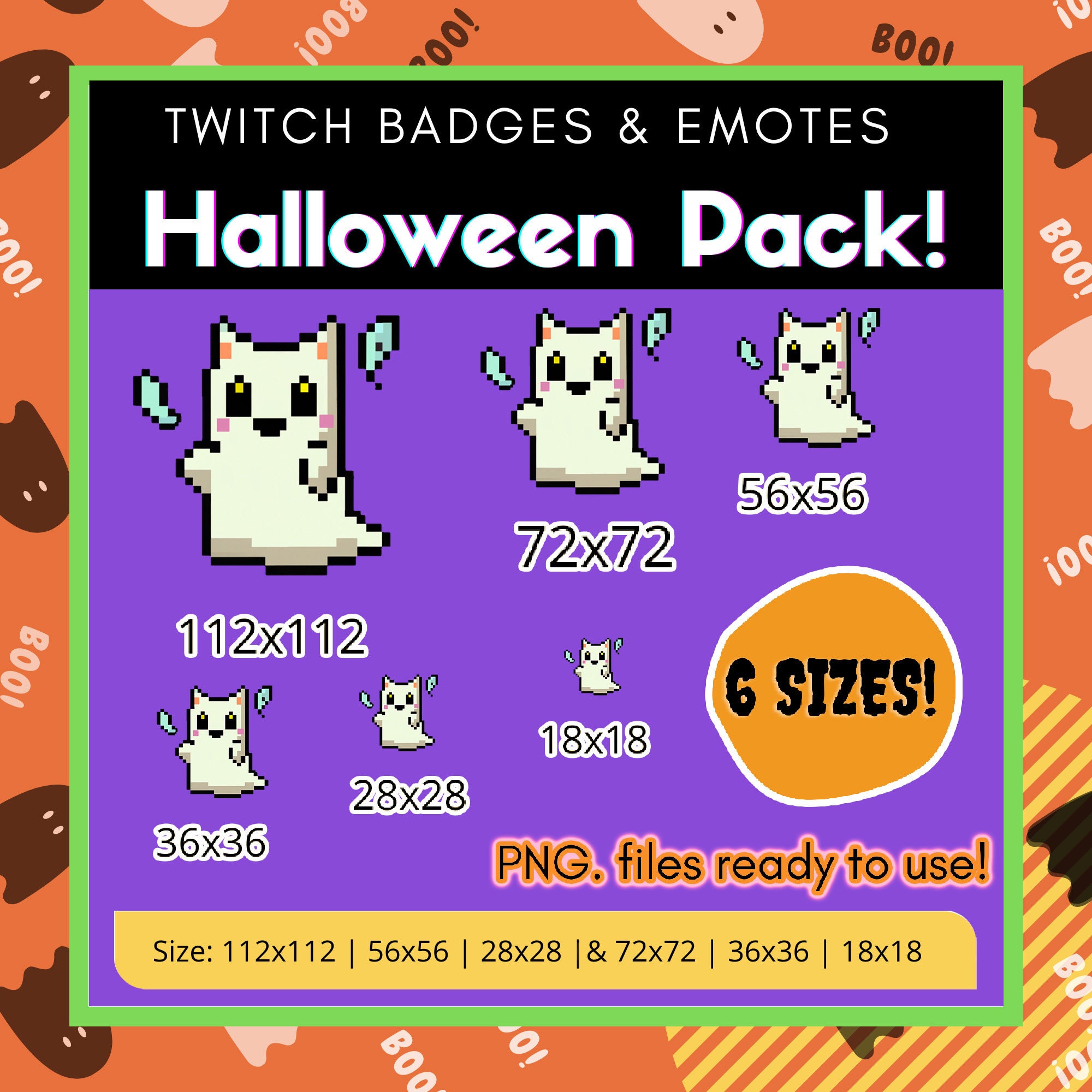 Halloween Twitch Emotes: Spooky Ghost, Pumpkin, Witch (PNG Digital ...