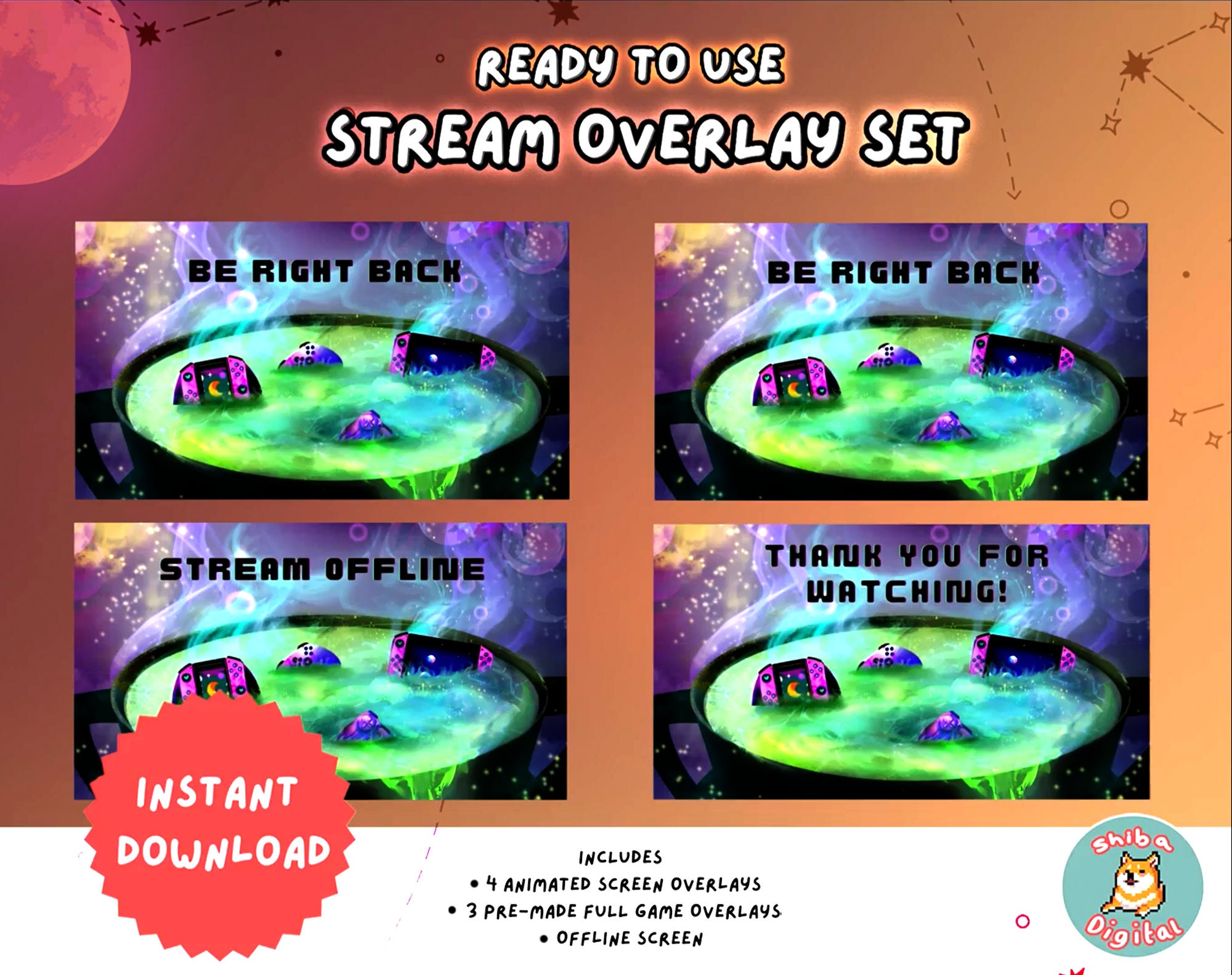 ANIMATED Twitch Halloween Cauldron Overlay - Spooky Cute - Switch ...