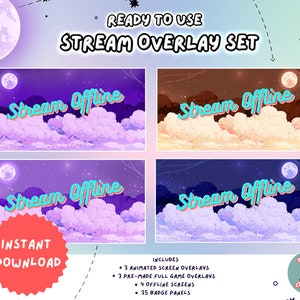 Animated Pixel Art Stream Overlay Package for Twitch, Pixel Art Clouds ...