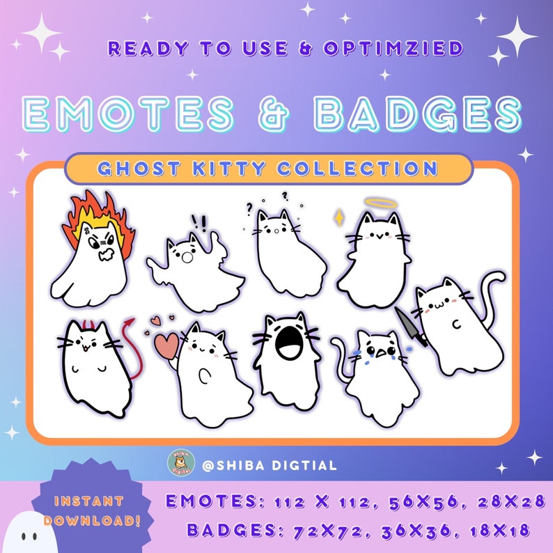 Halloween Twitch Emotes / Badges Ready to Use Spooky Halloween Cat ...