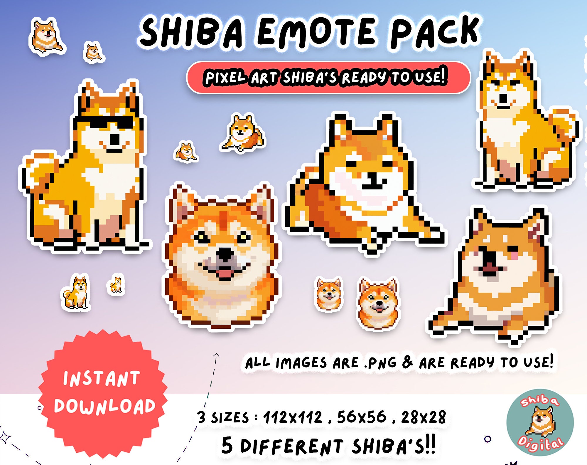 Shiba Inu Twitch Emotes Ready to Use! Shiba Inu Funny Doge Meme Emote ...