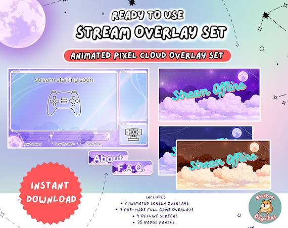 Animated Pixel Art Stream Overlay Package for Twitch Pixel - Etsy