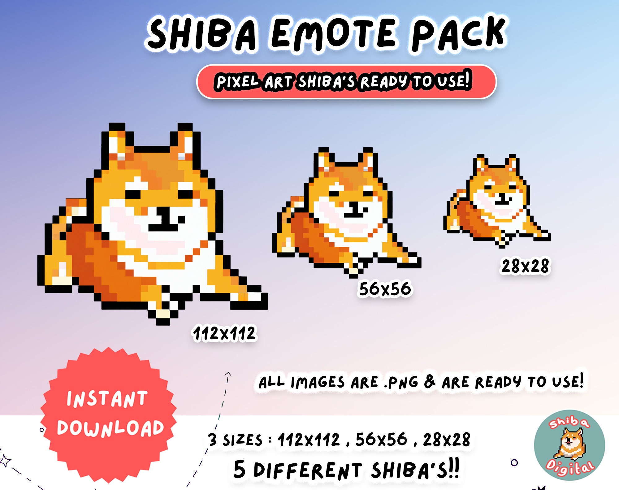 Shiba Inu Twitch Emotes: Funny Doge Meme Pack (PNG, Digital Download ...