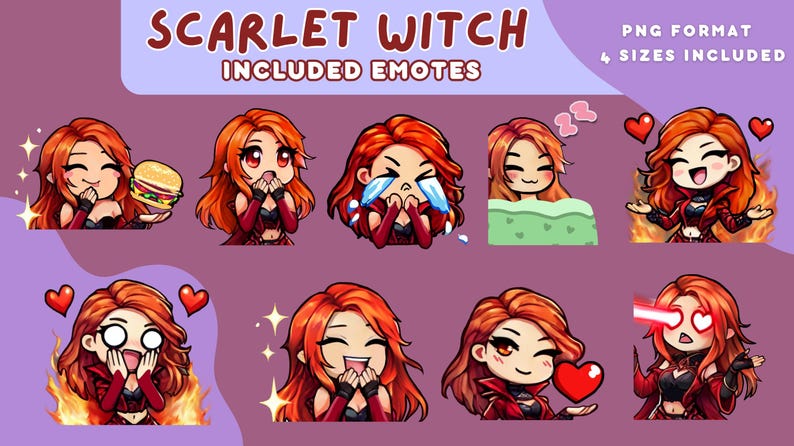 Scarlet Witch Rivals Twitch Emotes | Fun, Quirky & Heroic Digital ...