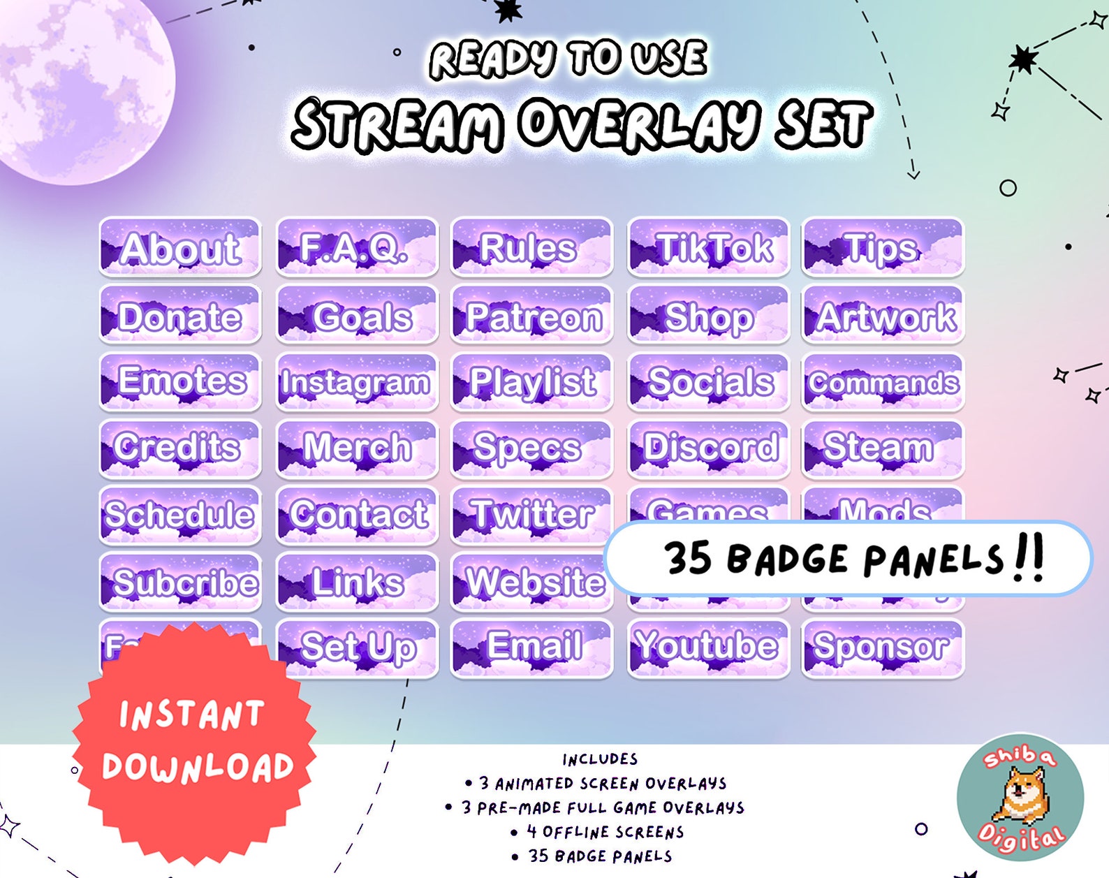 Animated Pixel Art Stream Overlay Package for Twitch, Pixel Art Clouds, Game Overlay, Cam Border ...