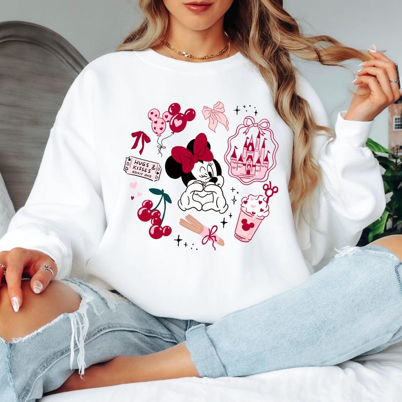 Minnie Mouse Cherry Girlie Hugs and Kisses Sweatshirt - Etsy UK