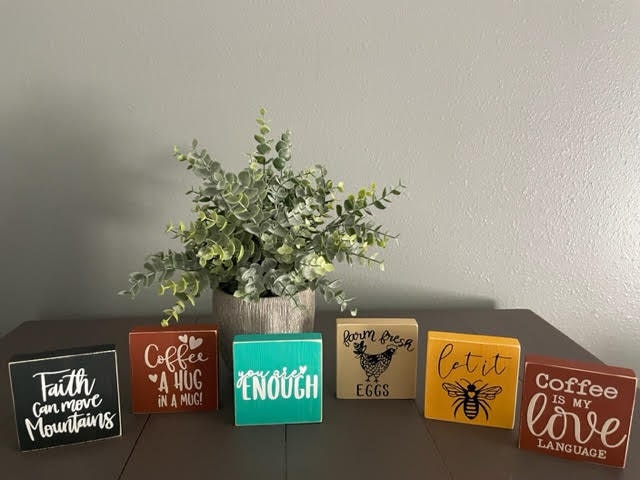3.5 Square Wood Word Blocks With Various Sayings - Etsy