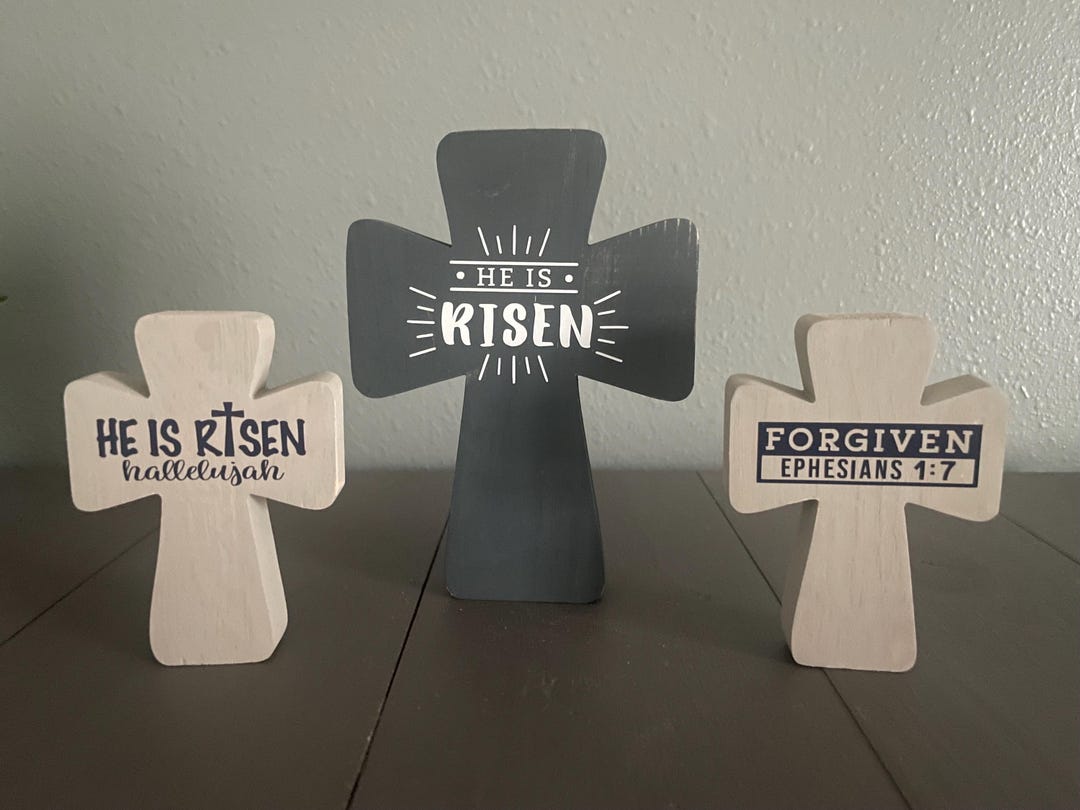 Painted Wood Easter Cross: Tiered Tray Decor, He is Risen - Etsy