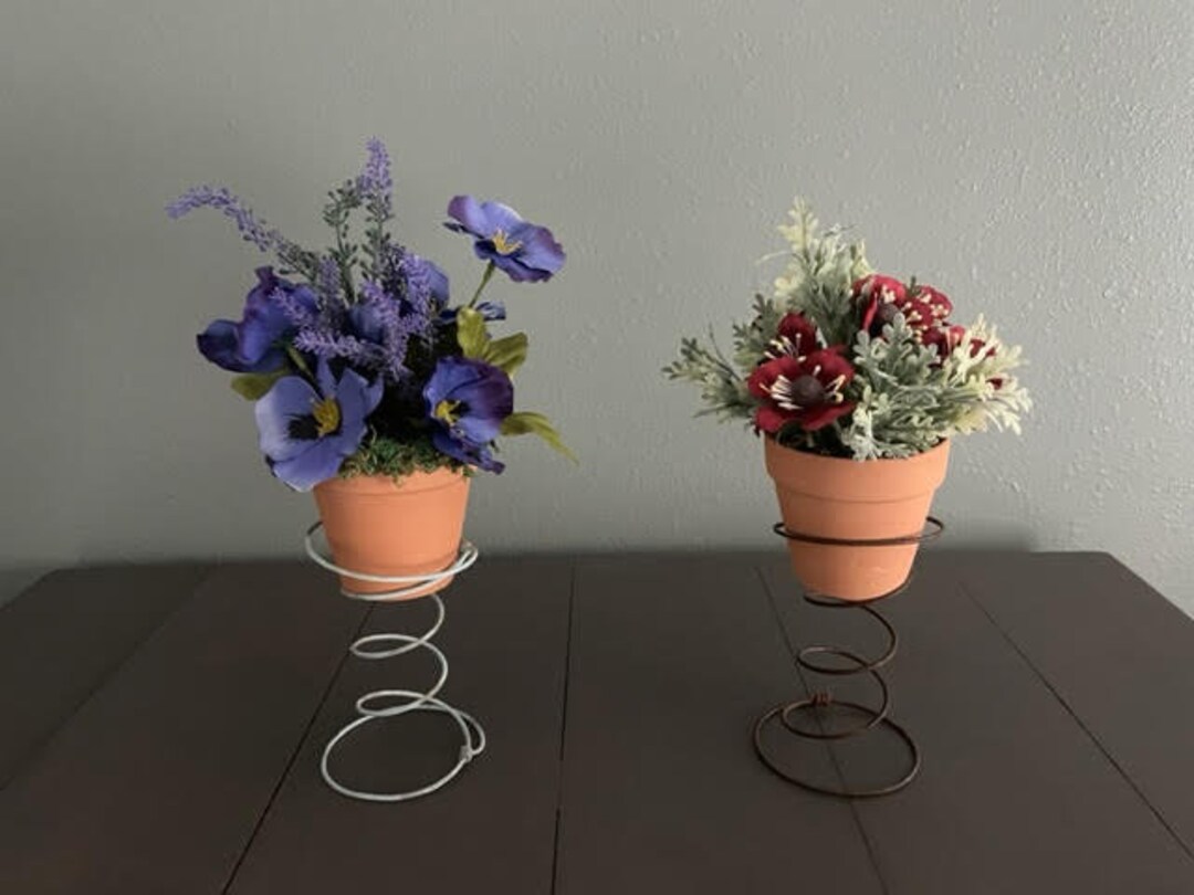 Vintage Bed Spring Decor With Small Terra Cotta Pot and Faux Flowers ...