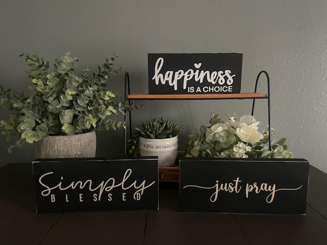 Black Wood Farmhouse Sign With Vinyl Lettering, Inspirational Tabletop ...