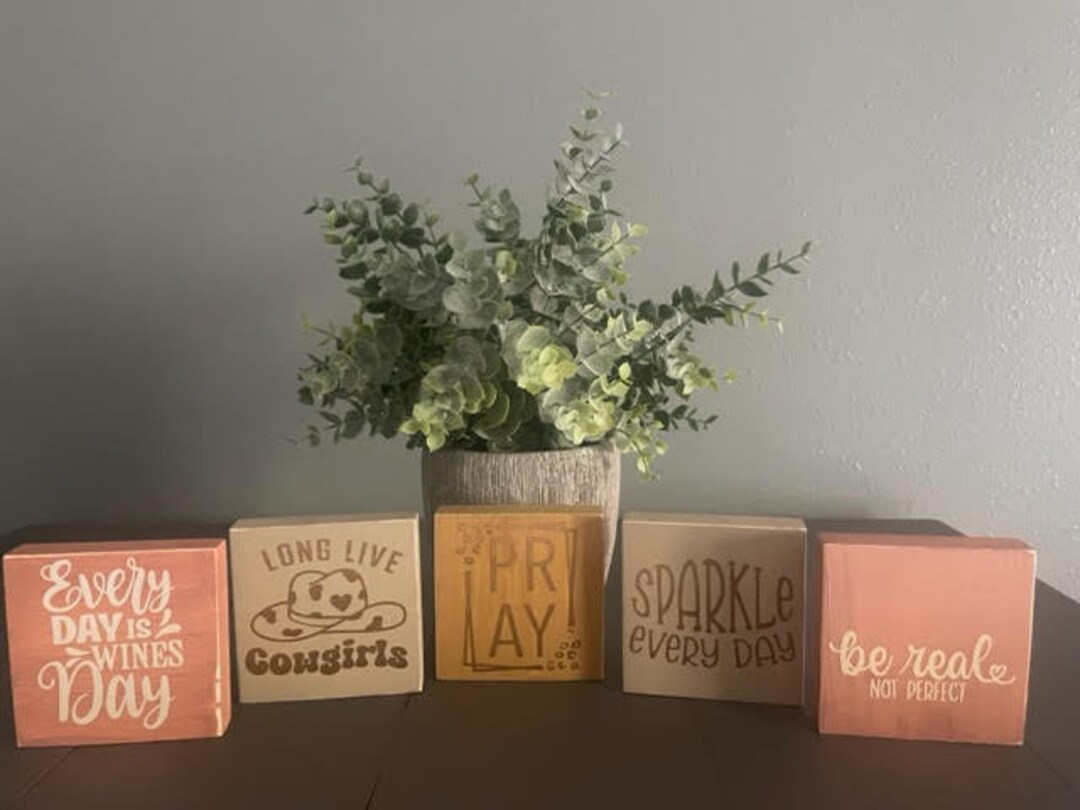 3.5 Square Wood Word Blocks With Various Sayings - Etsy