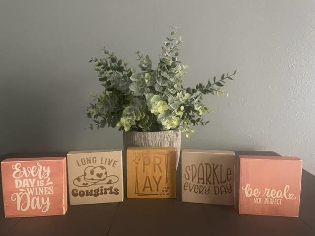 3.5 Square Wood Word Blocks With Various Sayings - Etsy