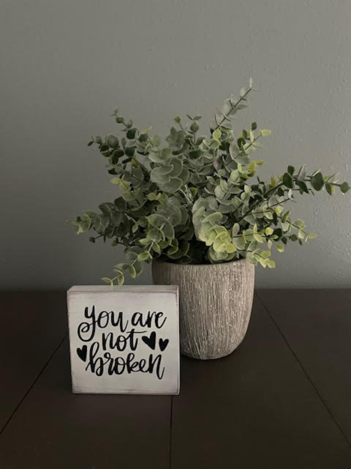 4 Square Distressed White Wood Word Blocks With Various Sayings, Tiered ...