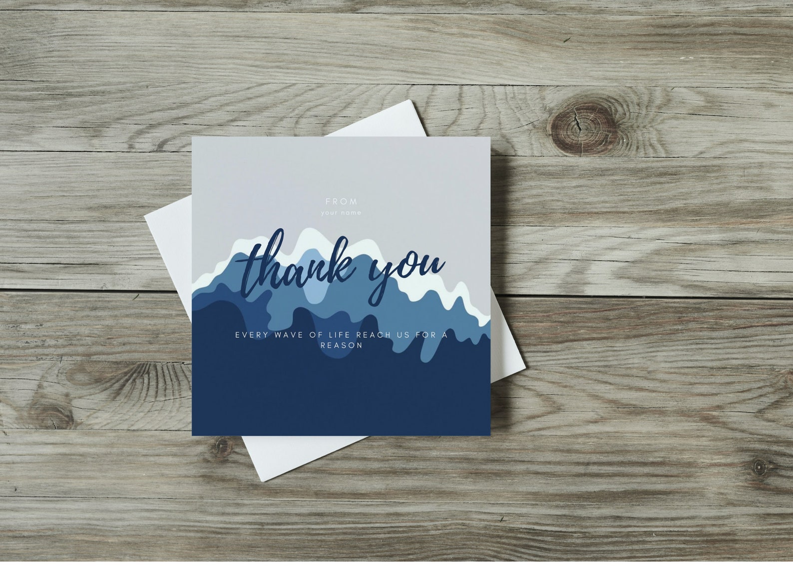 Ocean Thank You Card Template, Canva Thank You Card Template, Editable ...