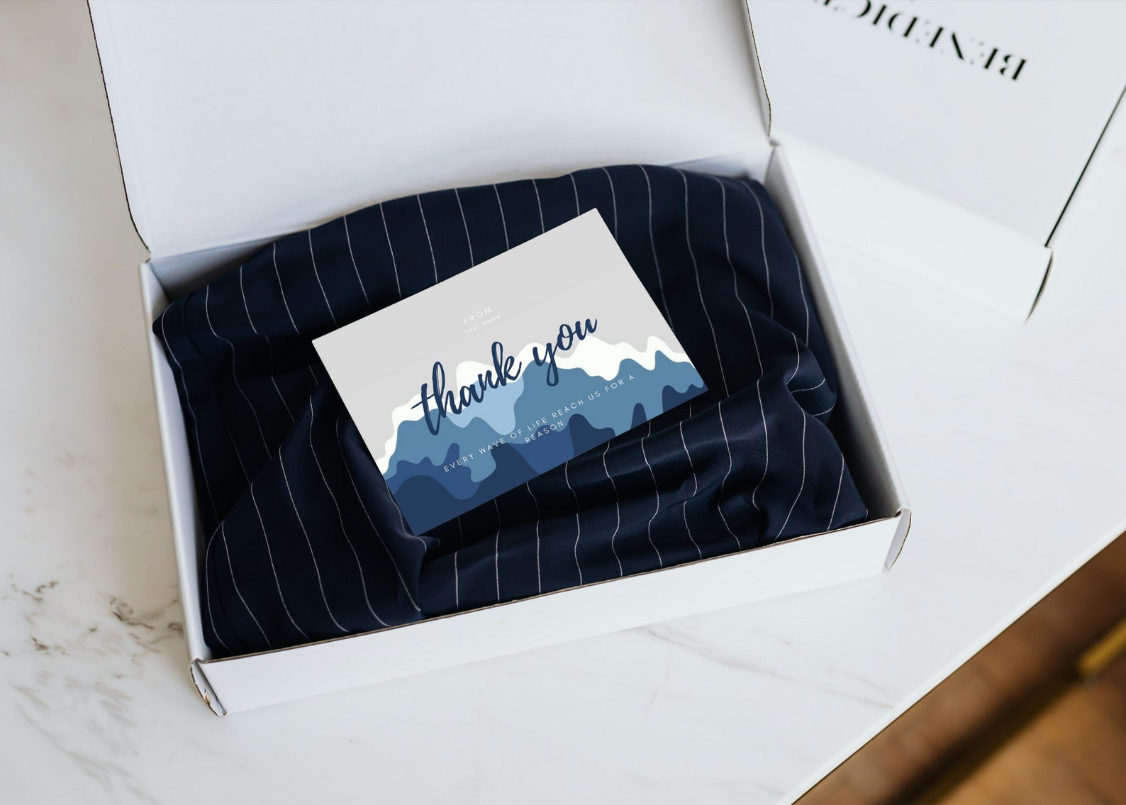 Ocean Thank You Card Template, Canva Thank You Card Template, Editable ...