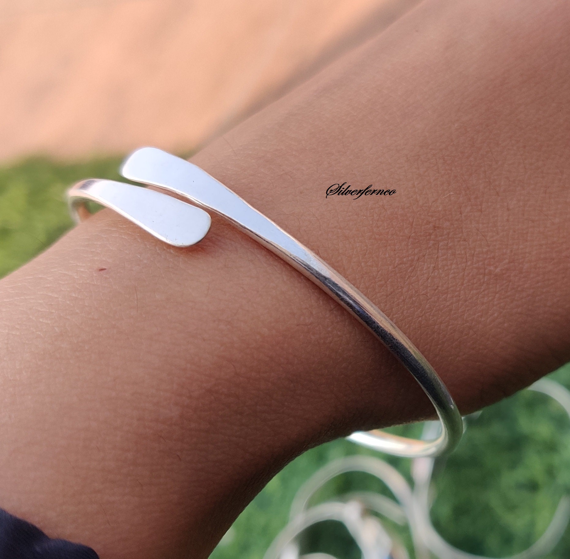 Silver Twist Bangle, Solid 925 Sterling Silver Bangle, Thick Heavy ...